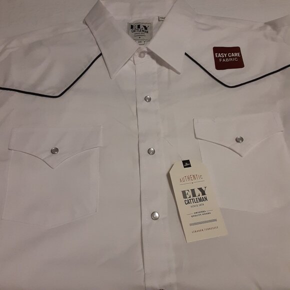 Ely Cattleman | Shirts | Nwt Ely Cattleman Mens Pearl Snap Western Button Up Ls Shirt Whiteblack ...